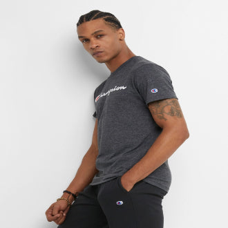 Champion USA Men’s Classic Script Logo Tee – Ebony Heather – ANTHEM