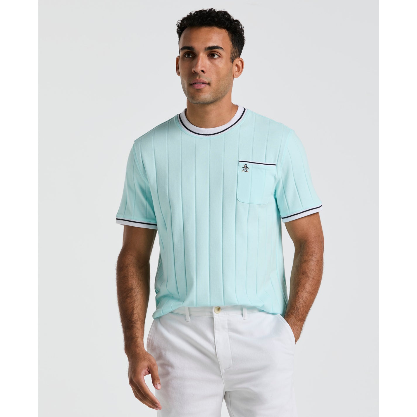 Original Penguin Cotton Ribbed Tee With Tipped Collar in Spa Retreat ...