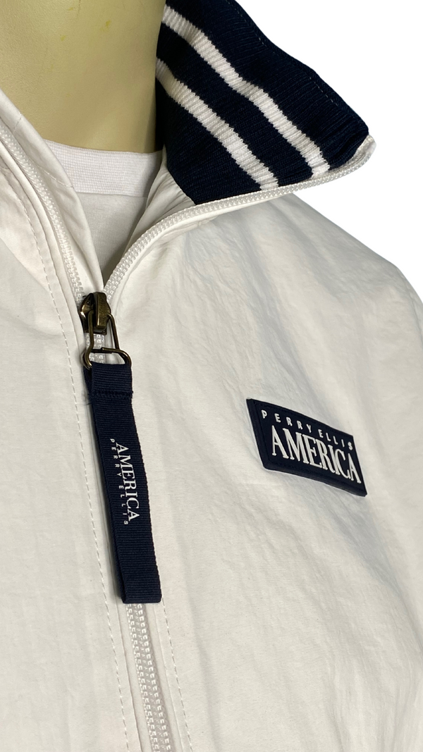 Perry Ellis US Nylon Mock Neck Jacket – Bright White | ANTHEM